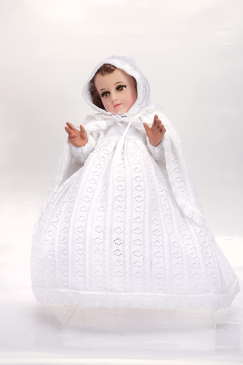 Susaniita Ropon Tejido Vestido para Niño Dios. Baby Jesus Nativity Dress (40cm), White