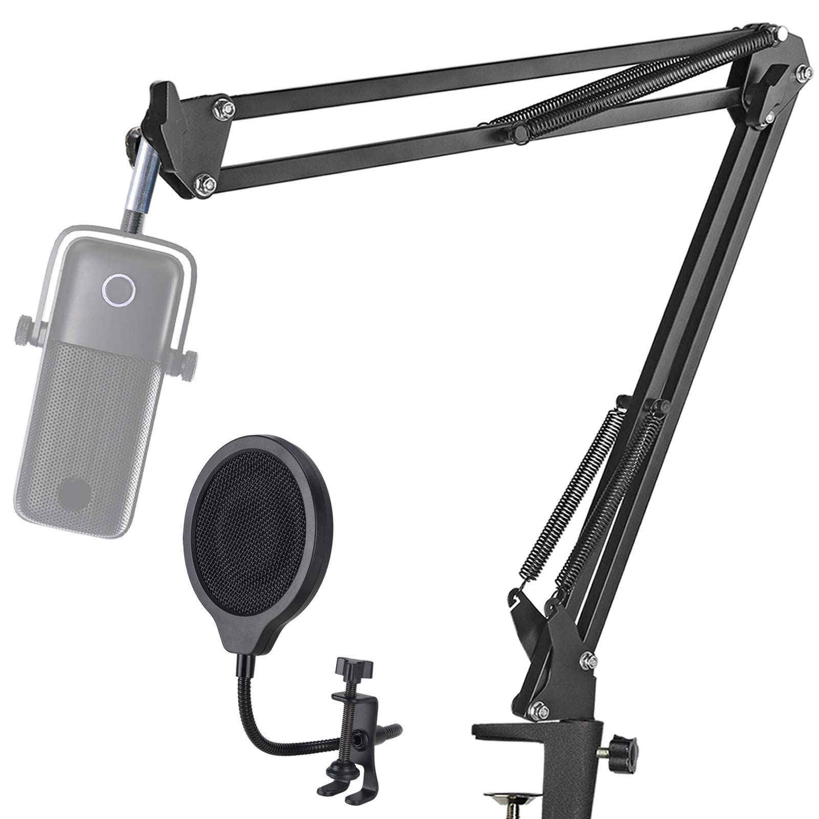 Elgato Wave 1 Mic Stand with Pop Filter - 4 Inch 3 Layers Windscreen Pop Screen Scissor Microphone Boom Arm Professional Combo by YOUSHARES