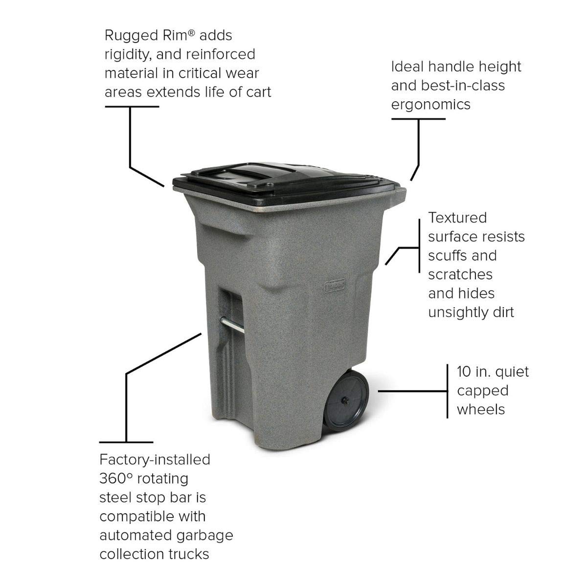 Toter 64 Gal. Trash Can Greenstone with Wheels and Lid