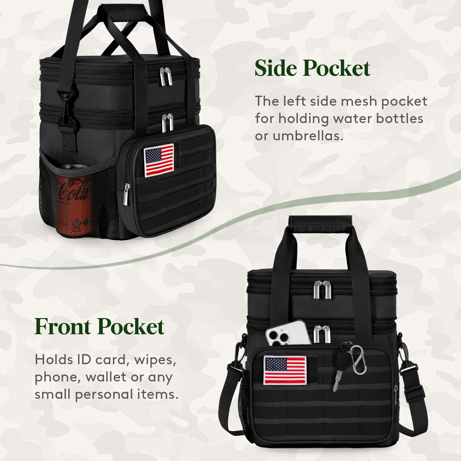Lifewit Tactical Lunch Box for Men, Leakproof Insulated Large Lunch Cooler with MOLLE Webbing and Shoulder Straps, Heavy Duty Lunch Bag for Men Work Camping Picnic, 13L Black