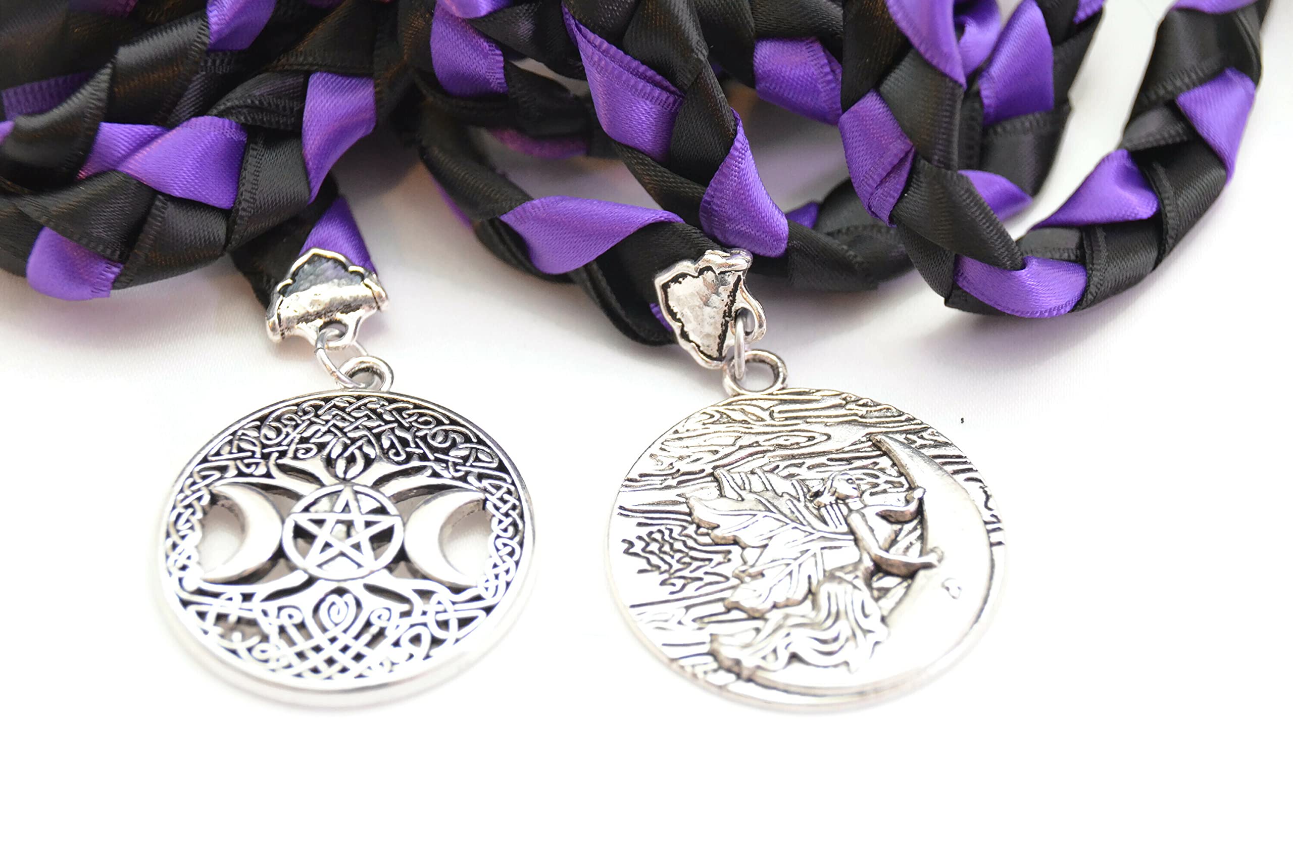 Divinity Braid Purple & Black Triple Moon Goddess Wedding Handfasting Cord #Wedding #DivinityBraid #Celtic #Handfasting #Wedding #Pagan #HandfastingCord(HF-020), Black & Purple