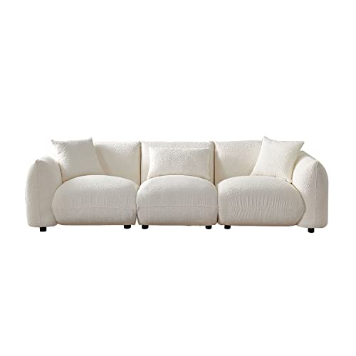 kevinplus 109.8'' Boucle Cloud Sofa Couch Modular Sectional Sofa Couch for Living Room, Modern Contemporary Futon 4-Seat Sofa Couch for Apartment Office Studio, Beige