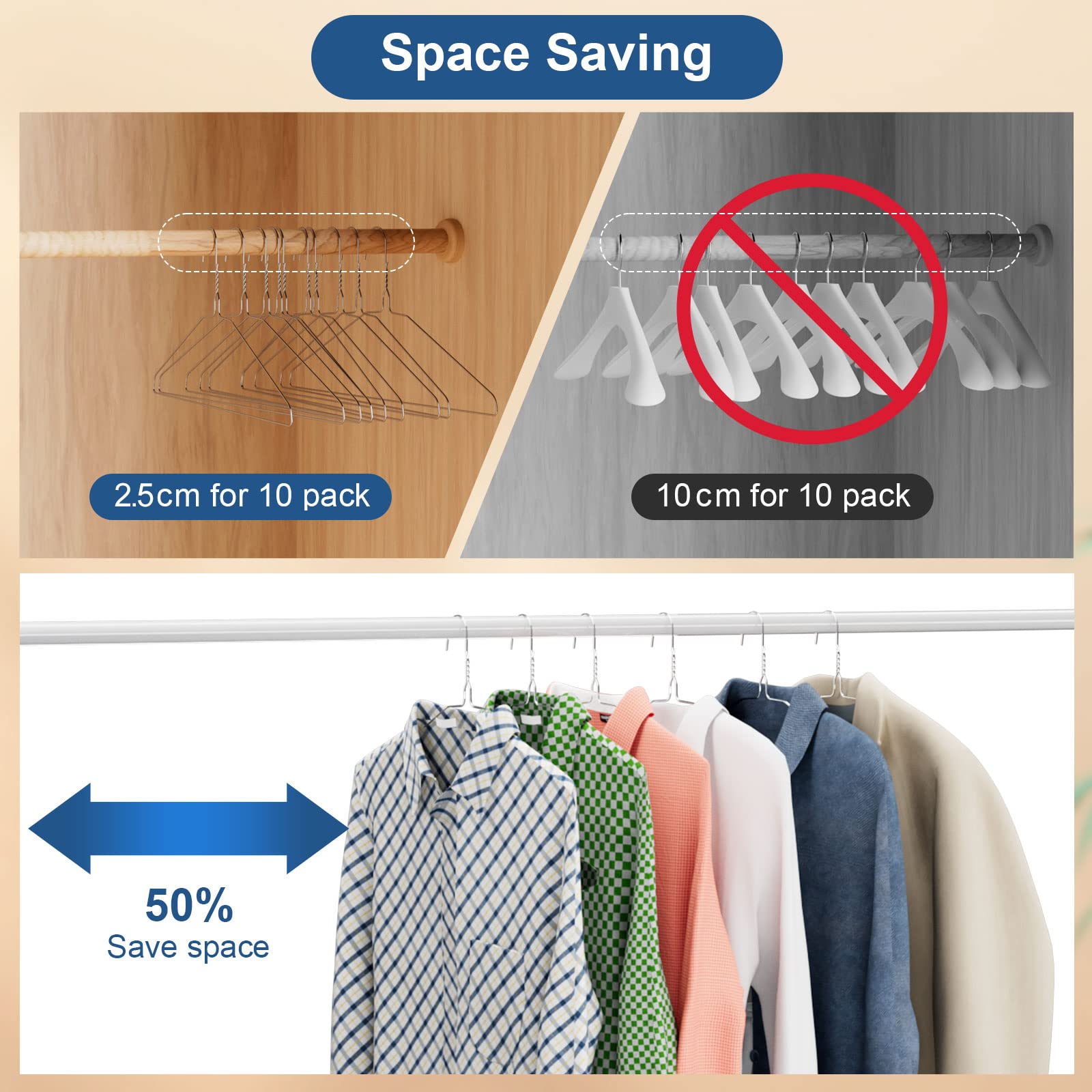 SPECILITE Wire Hangers 100 Pack, Metal Wire Clothes Hanger Bulk for Coats, Space Saving Metal Hangers 16.7 Inch Ultra Thin Non Slip with Groove, for Standard Size Suits, Shirts, Pants, Skirts-Silver