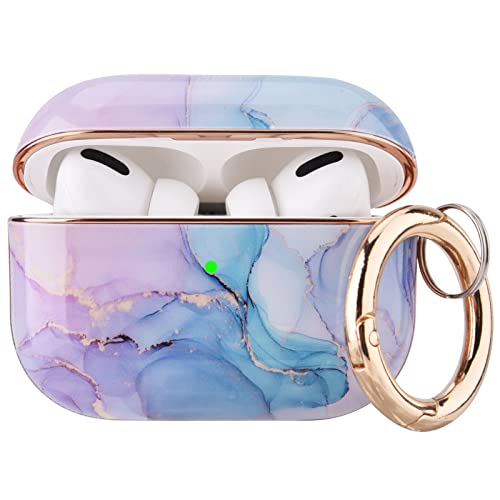 OLEBAND Airpods Pro 2 Case 2022 with Cute Pattern for Women and Girls, Hard Protective Cover for Apple iPods Pro 2nd Generation Case,LED Visible,Watercolor Marble