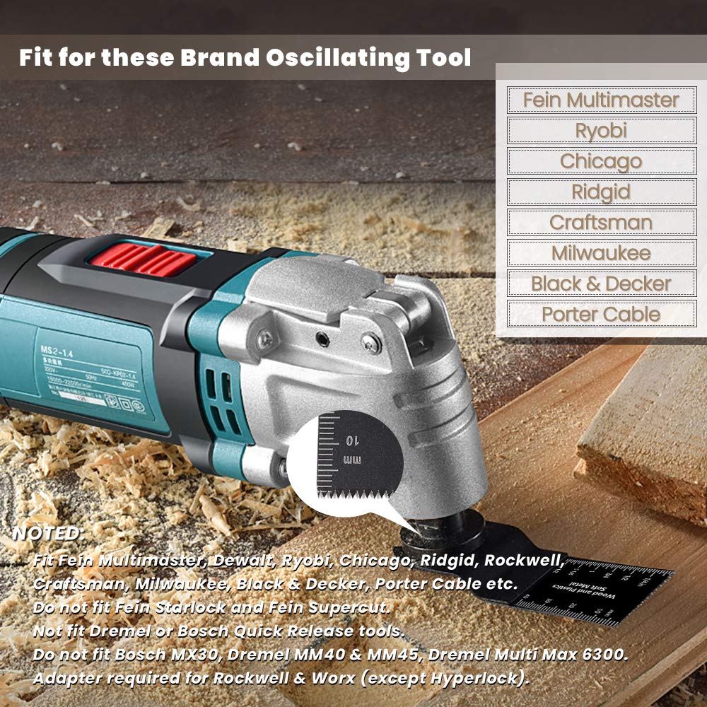 ETiME 20 Metal Wood Oscillating Multitool Quick Release Saw Blades Compatible with Fein Multimaster Porter Cable Black & Decker Craftsman Ridgid Makita Milwaukee Bosch etc