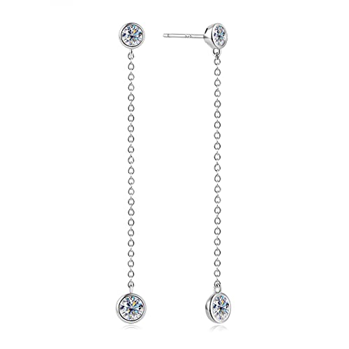 DYUNQ Moissanite Dangle Earrings, 925 Sterling Silver Hypoallergenic Long Lab Created Diamond Earrings, Jewelry Gifts