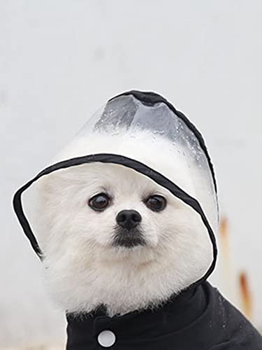 Milumia Pet Raincoat Transparent Hood Waterproof Rain Jacket Poncho for Small Medium Dogs Black Medium