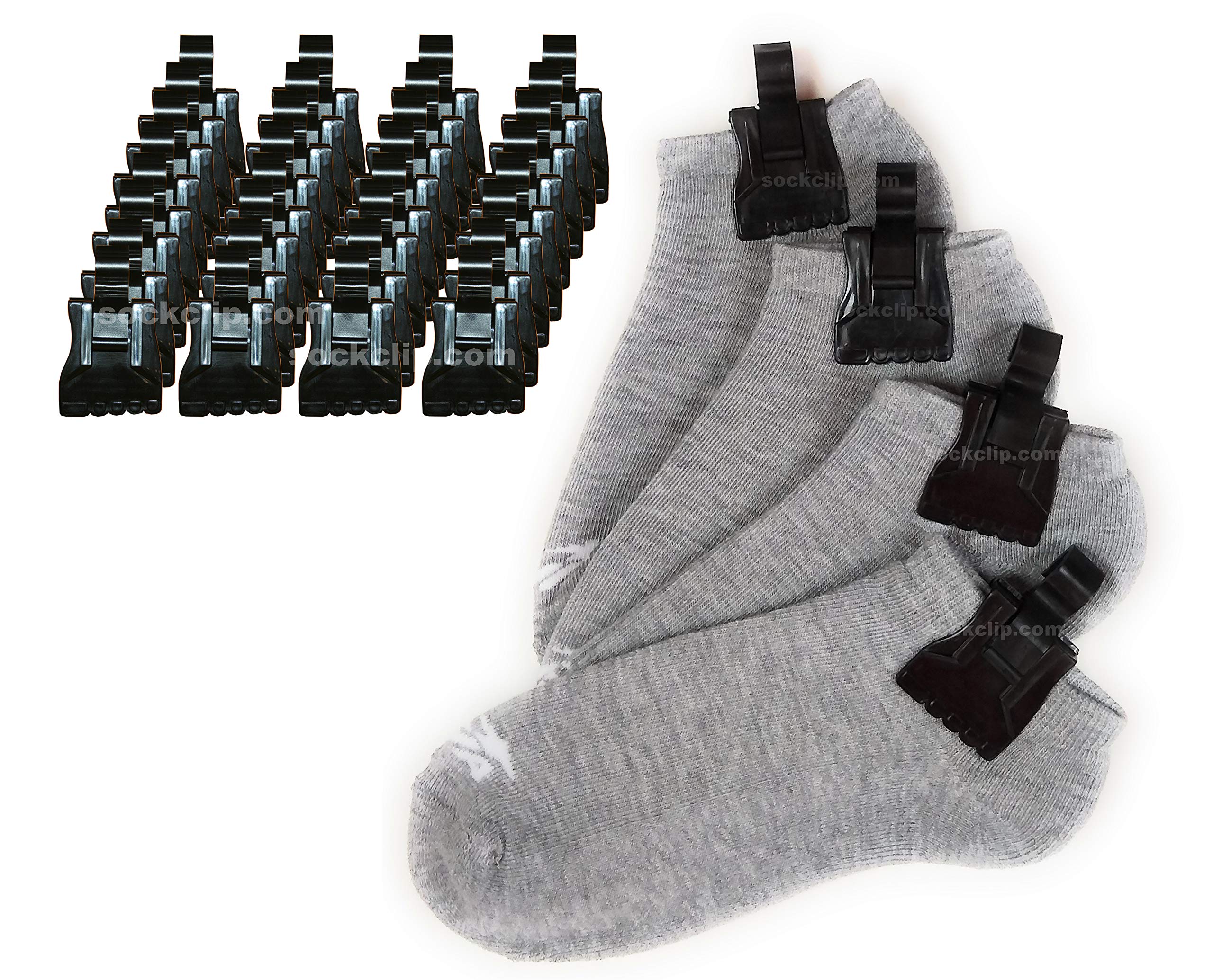 The Amazing Sock Clip Sock Holder, 32 Clips, Black, Made in U.S.A.