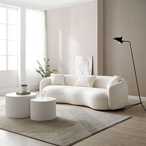 KEVINSPACE 94" Curved Sofa Modern Curved Couch Living Room Mid Century Luxury Style, 4-Seat Boucle Fabric Couch for Bedroom, Office, Apartment,Beige