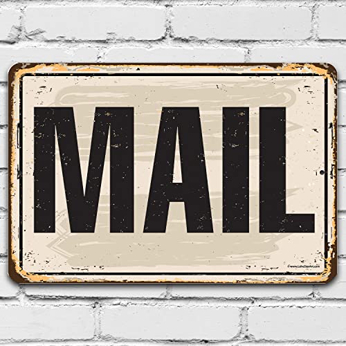 Mail Metal Sign - Great Home and Post Office Decor, Mail Delivery Sign and Mail Collection Box Decoration, Classic Gift for Mail Man, 8x12 Use Indoors/Outdoors Durable Vintage Metal Sign