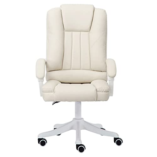 Ergonomic Executive Office Chair Artificial Leather High-Back Desk Chair with Lumbar Support Armrest Swivel Task Chair Desk Chairs (Color : Off-White)