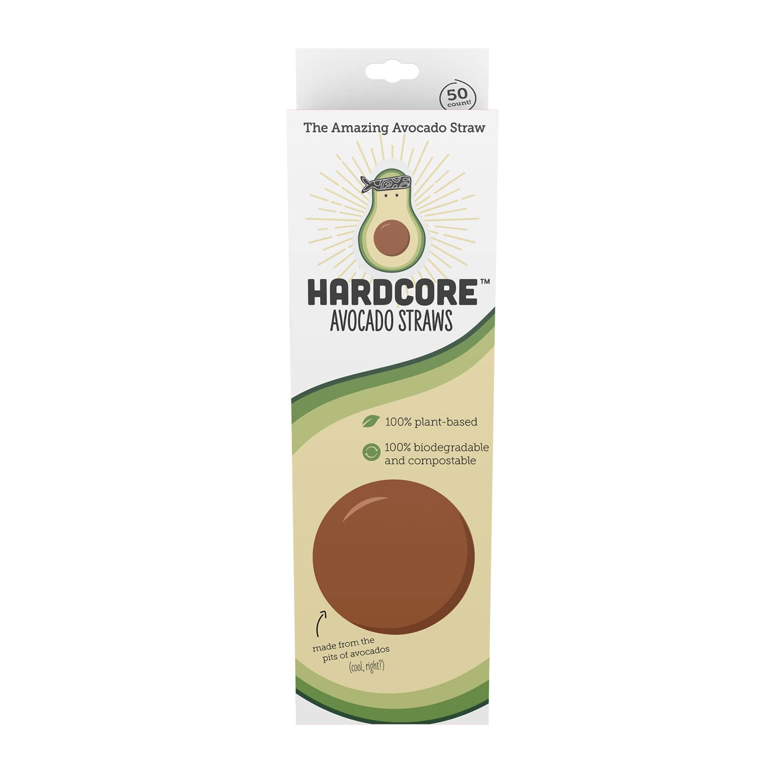 Hardcore Avocado Straws - 100% Biodegradable & Compostable - Made From Avocado Pits