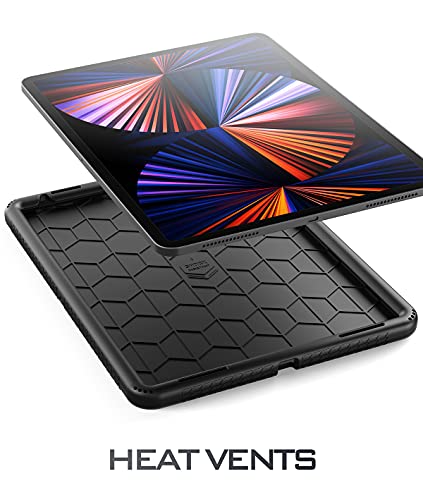 Poetic TurtleSkin Case Designed for for iPad Pro 12.9 6th Generation 2022 / 5th Gen 2021 / 4th Gen 2020 / 3rd Gen 2018, Rugged Shockproof Drop Protection Kids Friendly Silicone Cover Case, Black
