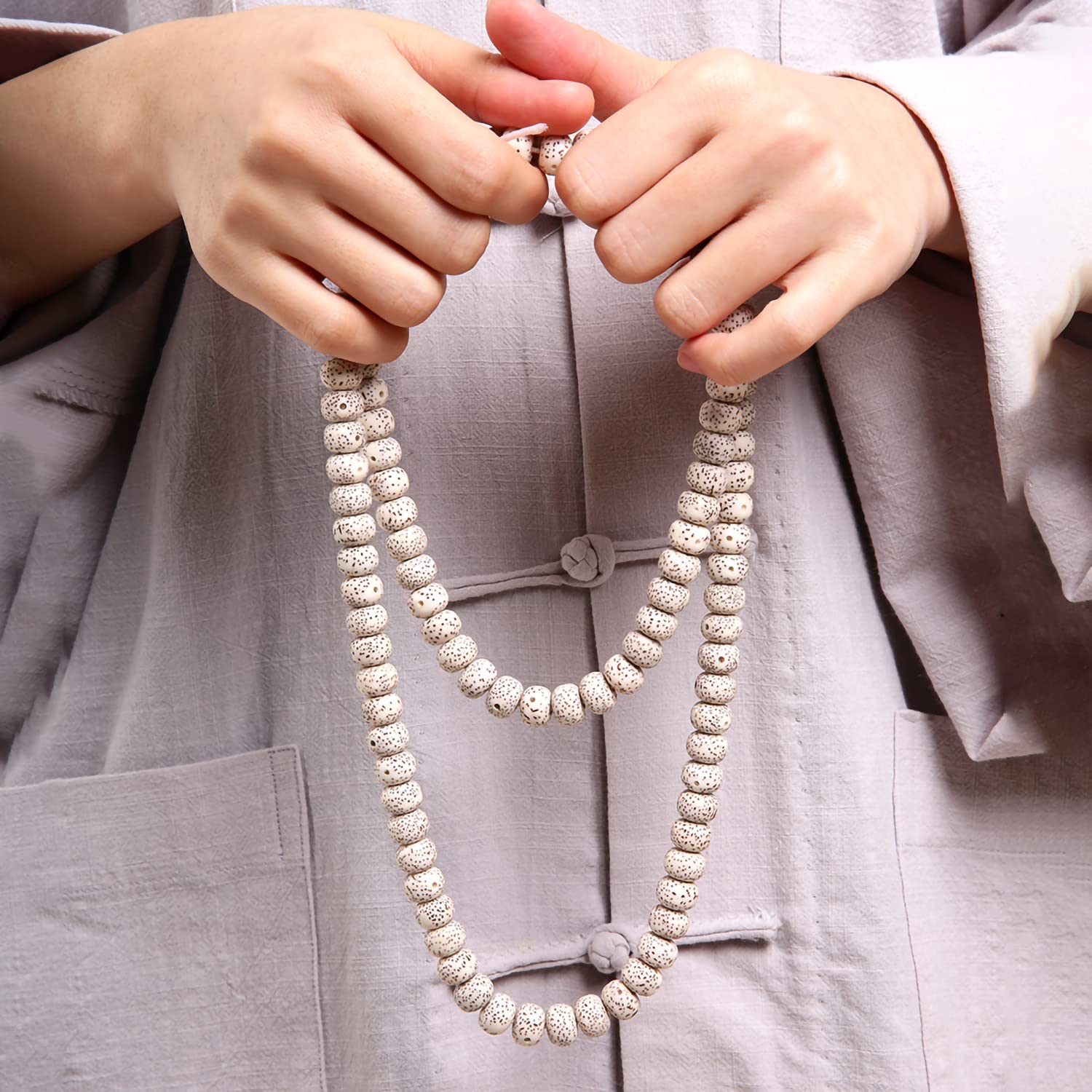 FAZOVIN Handmade Unisex 108 Beads Tibetan Bodhi Seed Mala Necklace Wrap Bracelet Pure Bodhiseed Necklace