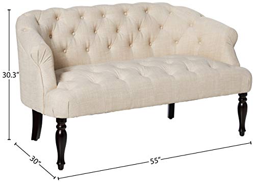 Rosevera C18-1 (1-B) Garner Chesterfield Settee Loveseat, Beige