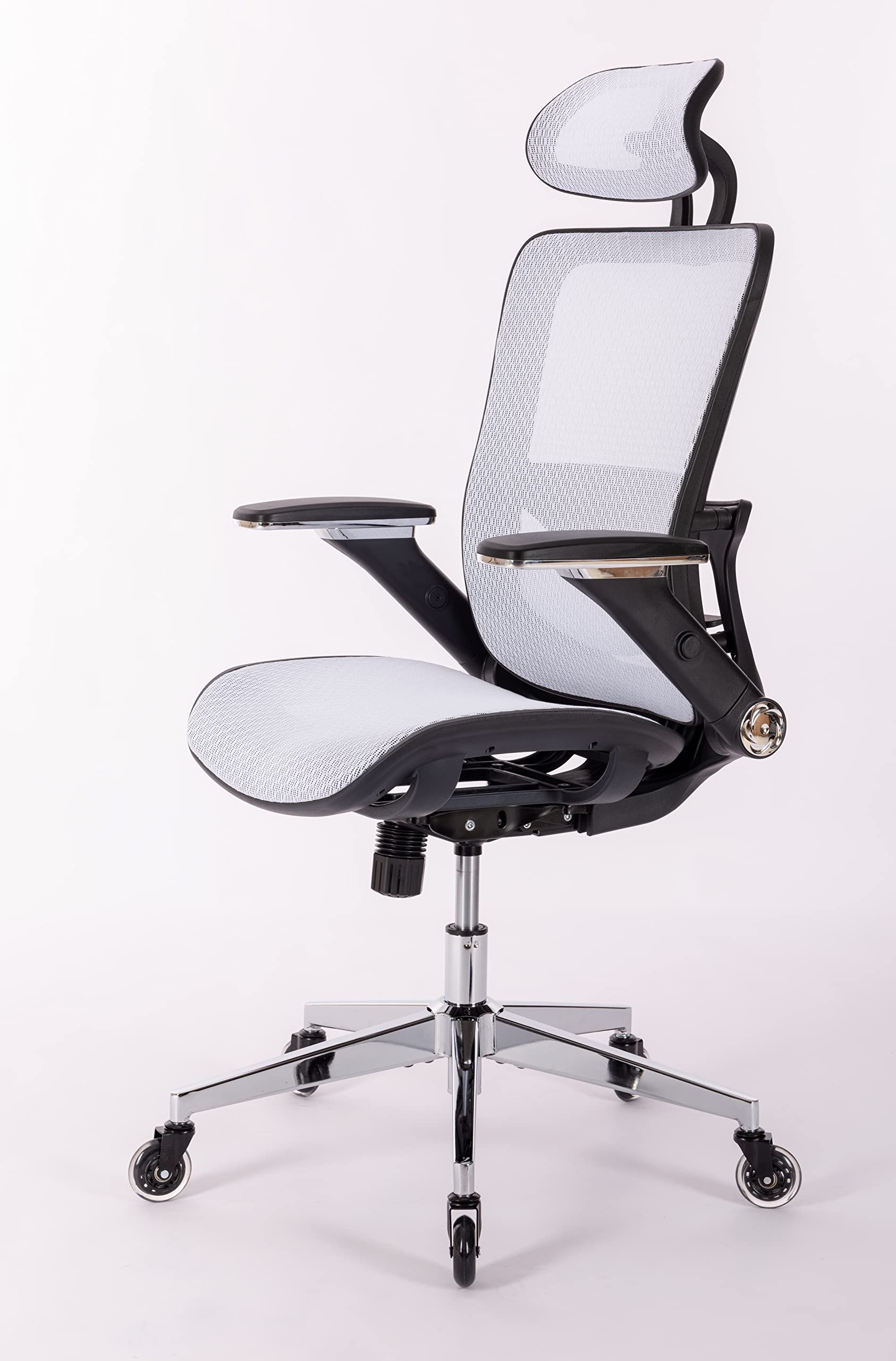 Ergonomic Mesh Office Chair - Gaming Chair,Adjustable Rolling Home Desk Chair with 4D Flip Armrests and Headrest, Adjustable Lumbar Support and Blade Wheels Backrest and Headrest (Black)