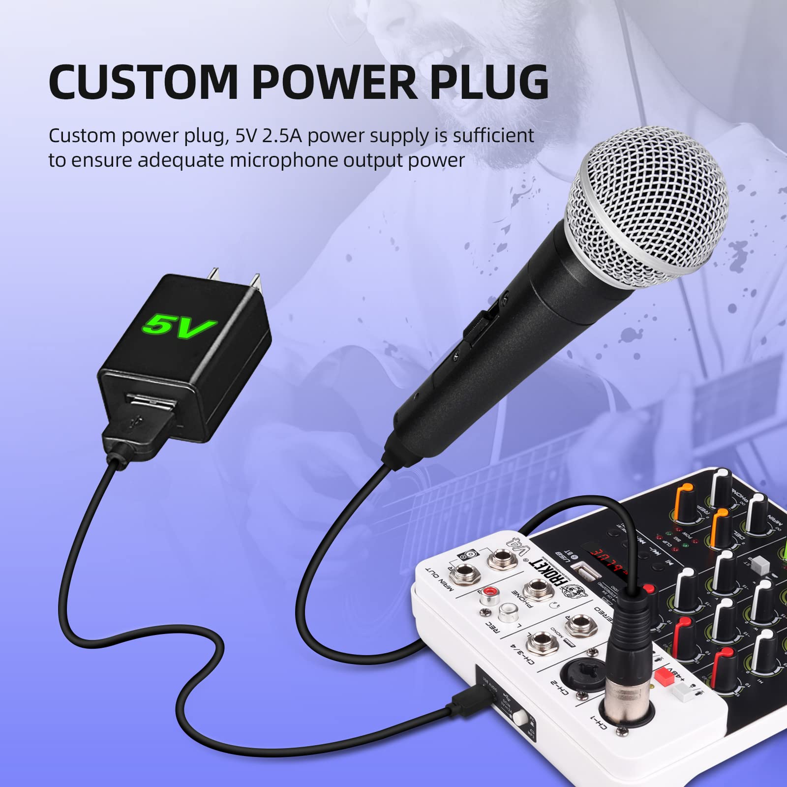 Forket V4 High-Fidelity Audio Mixer and USB Audio Interface - Portable DJ Console and Audio Console for Recording, Streaming, and Live Performances