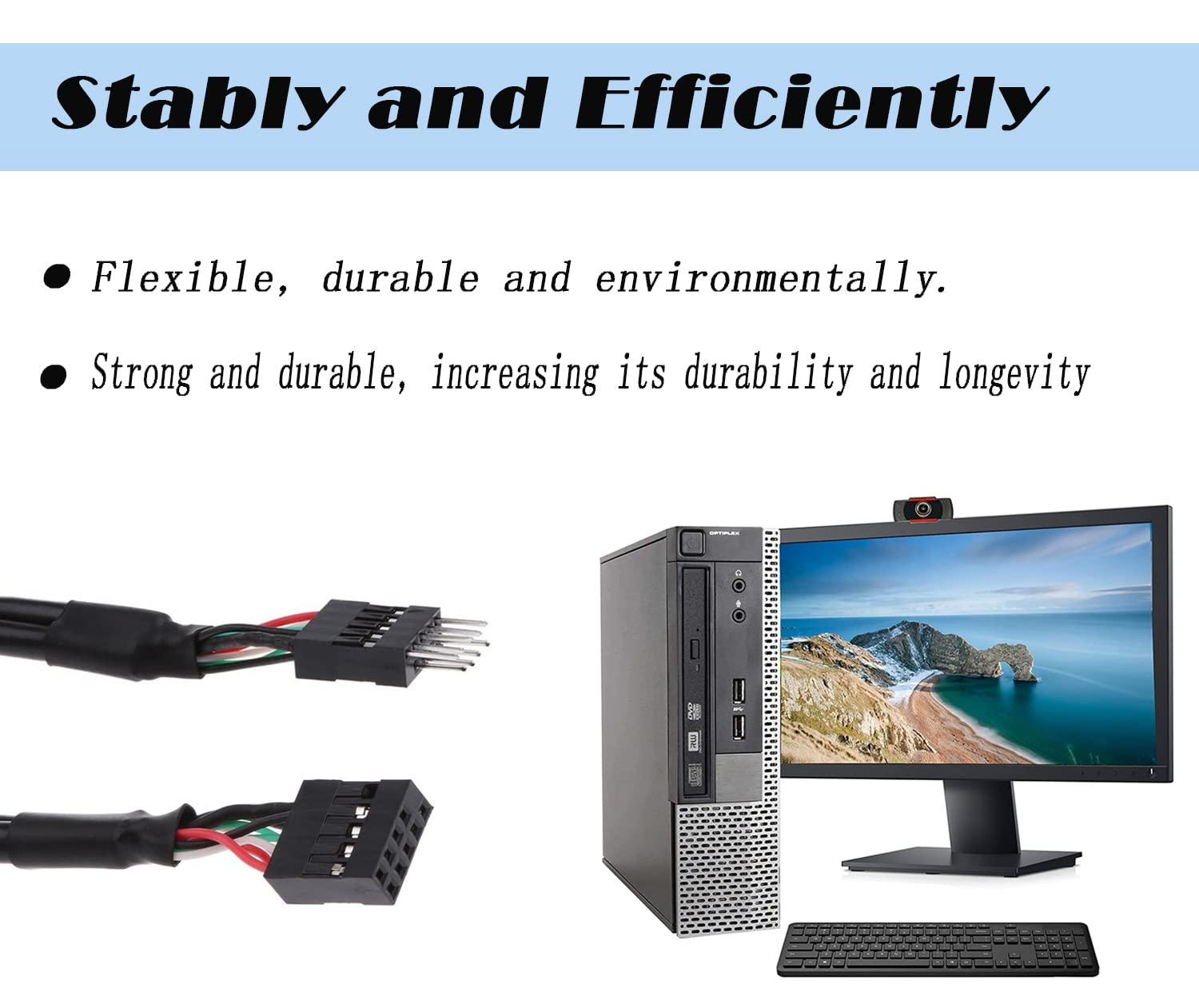 MEIRIYFA USB Header Extension Cable, USB 2.0 9-Pin Male to 9-Pin Female Internal Motherboard Header Cable for USB Ports, Expansion Cards and Motherboard Ports 20.3 inches(2 Pack