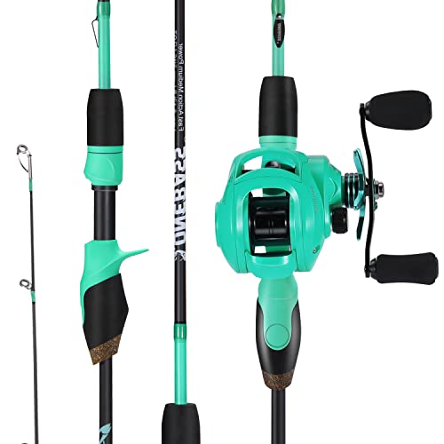 One Bass Fishing Rod and Reel Combo, 2-Piece Spinning&Baitcasting Combo,Medium IM6 Graphite Blank Rods, Stainless Steel Guides- Casting - 6'0"- Right Handed