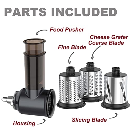 Slicer Shredder Attachments for KitchenAid Stand Mixer Cheese Grater Attachment for KitchenAid, Slicer Accessories with 3 Blades by InnoMoon
