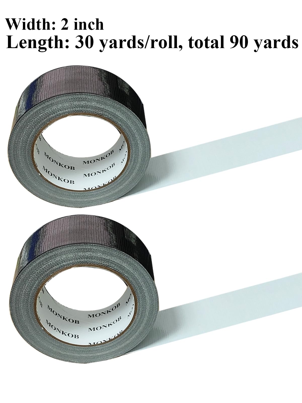 MONKOB Black Duct Tape 2 inches x 30 Yards 2 Pack No Residue, Strong, Flexible, Waterproof, Black Heavy Duty Duct Tape Variety Pack