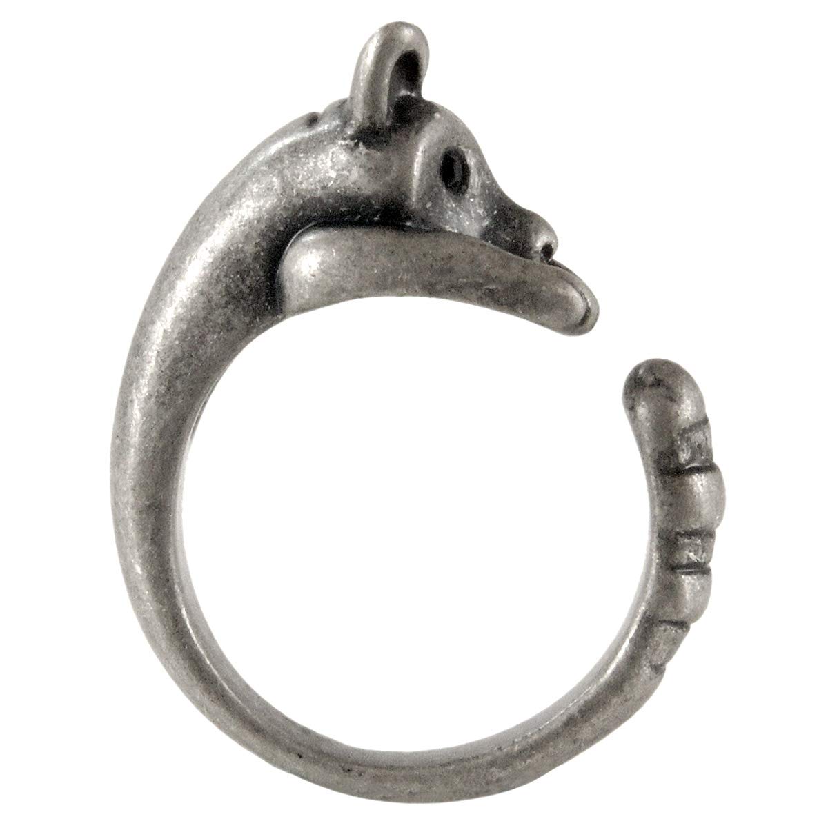 Ellenviva Raccoon Adjustable Animal Wrap Ring Vintage Silver Tone