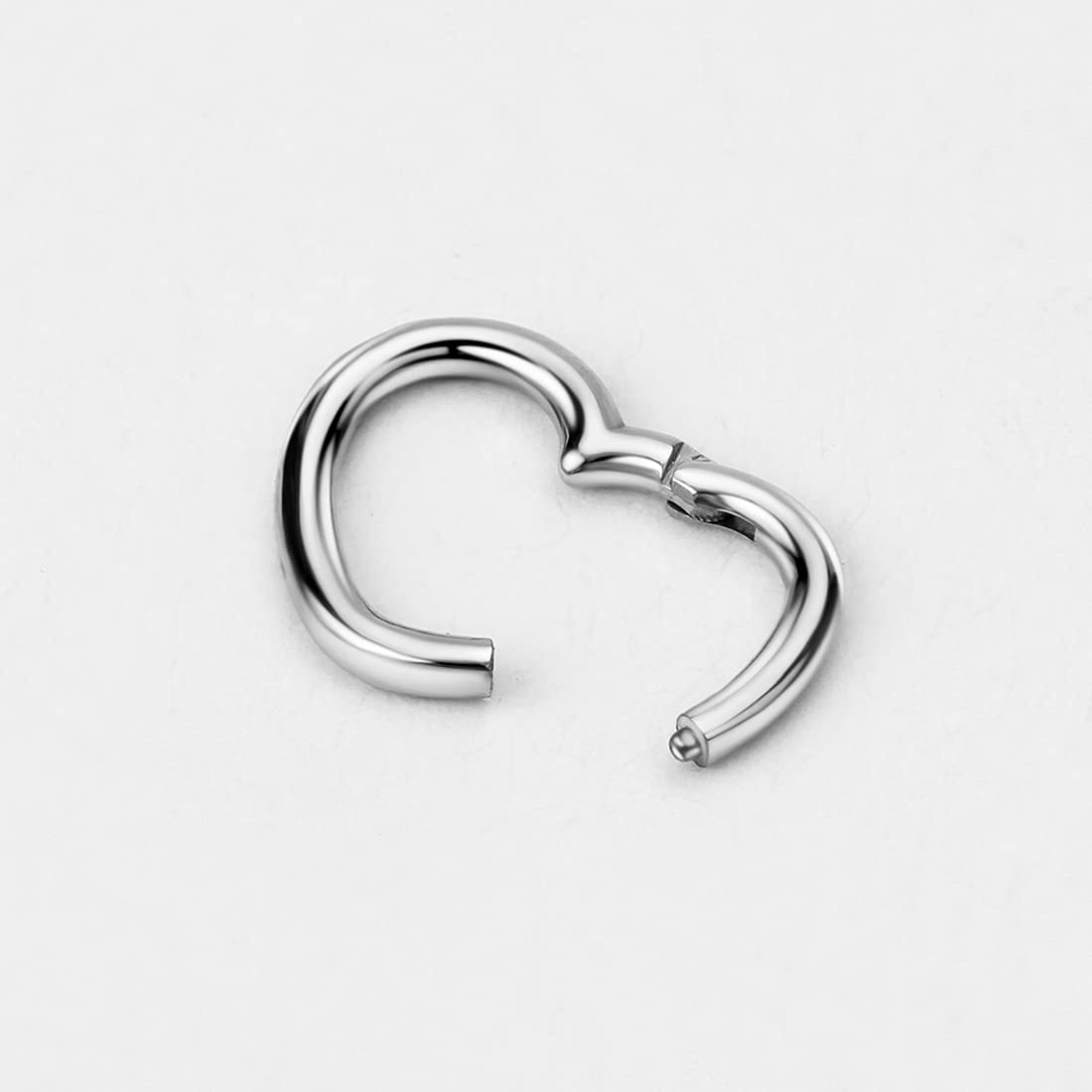 FANSING 16g 8mm Daith Earring for Women 316L Surgical Steel Daith Piercing Jewelry Silver Daith Jewelry 16 Gauge Heart Clicker Piercing Earring Hypoallergenic