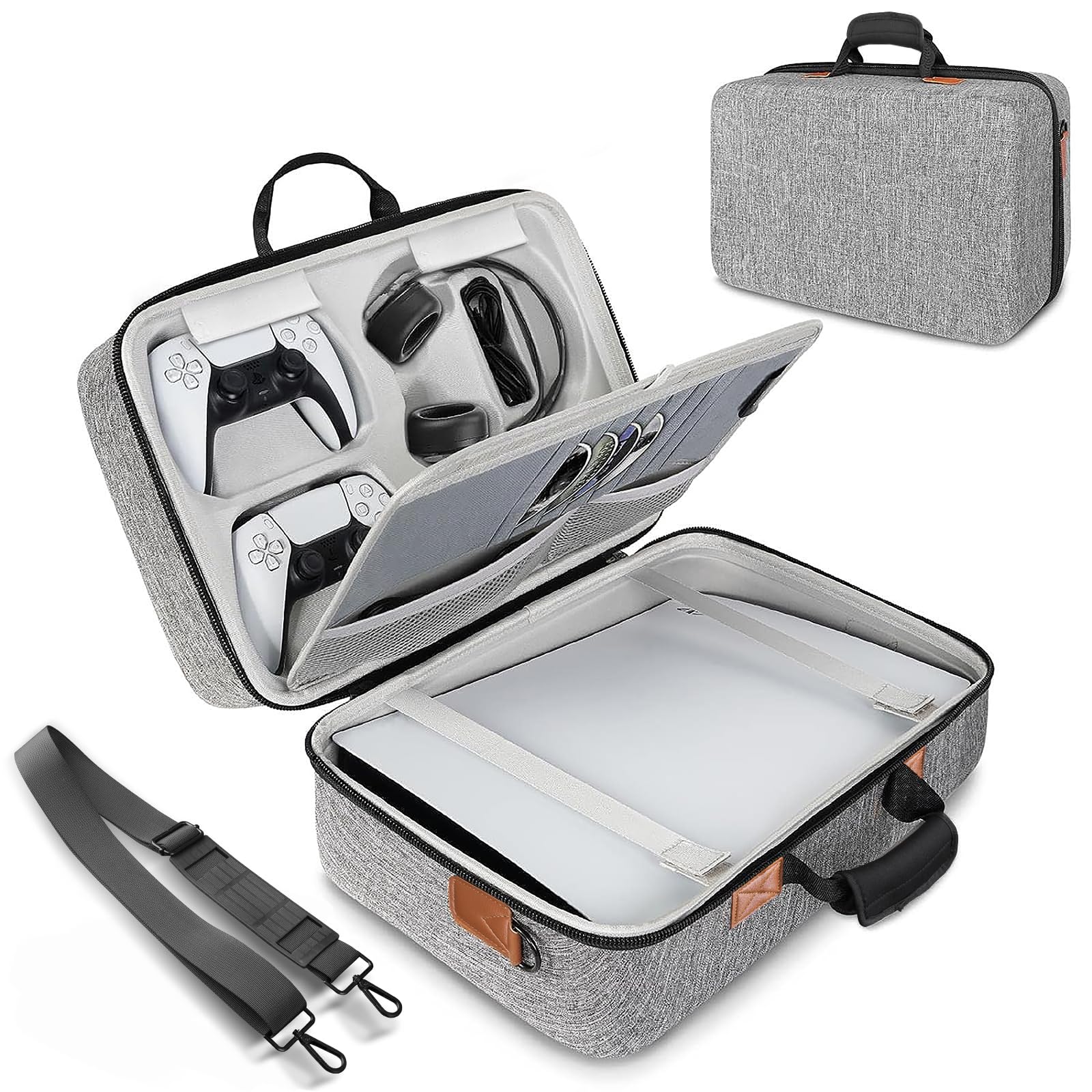 ELLESTAZ Hard Shell Carrying Case for PS5, Protective Travel Carry Case Fits Playstation 5 Console Controller, Carrying Case Travel Bag Storage for PS5 Disk Digital Edition, Headset, Games,Accessories