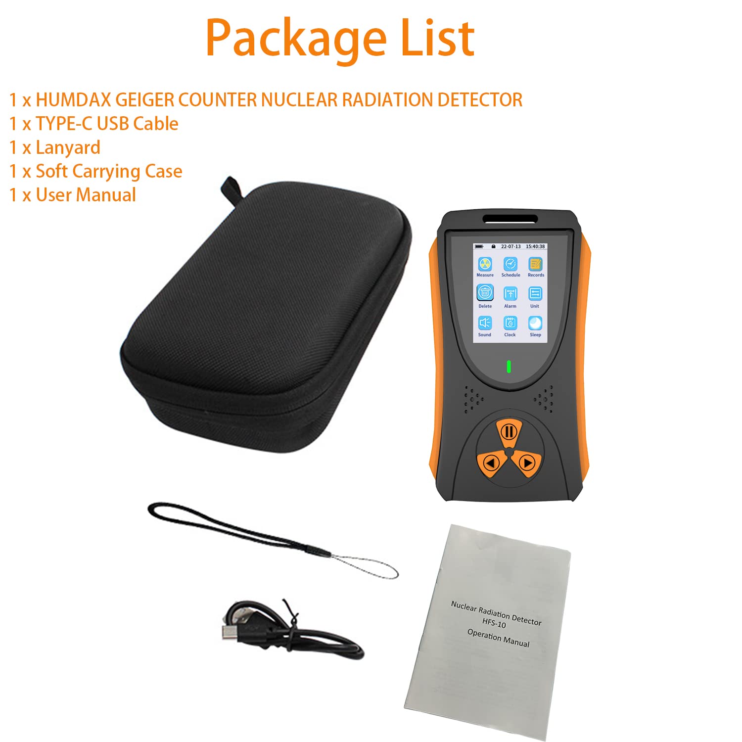 Humdax Rechargeable Geiger Counter Nuclear Radiation Detector with LCD Display, High Accuracy Beta Gamma X-ray Nuclear Radiation Dosimeter, Radiation Monitor Meter