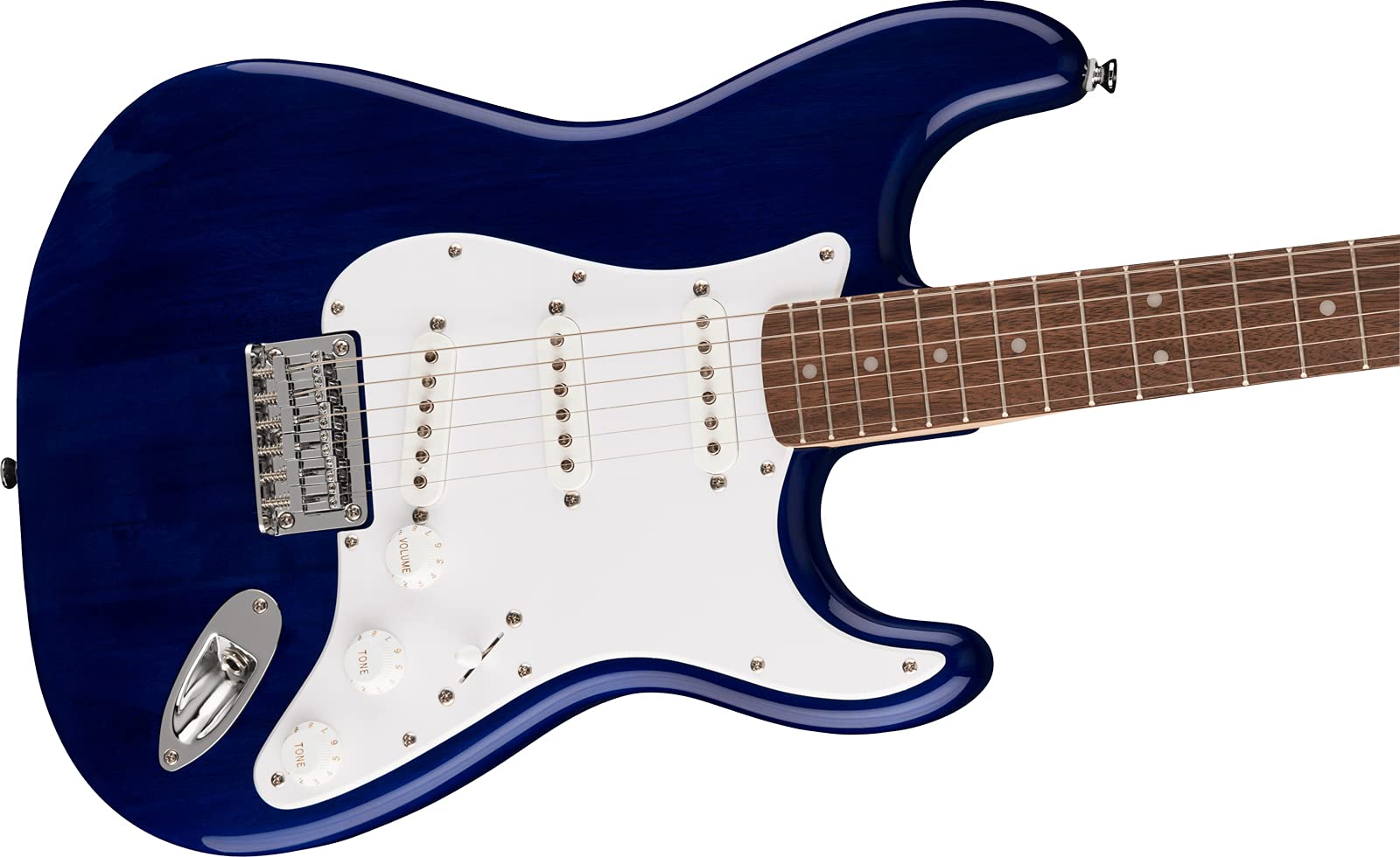 Fender Stratocaster HT, White Pickguard - Transparent Blue Bundle with Frontman 10G Amplifier, Instrument Cable, Gig Bag, Strap, Picks, and Austin Bazaar Instructional DVD