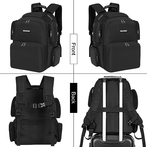 Modoker 18.9 Inch Travel Backpack for Men Computer Backpack with USB Charging Port Laptop Backpacks for Traveling on Airline Carry on Work Backpack Heavy Duty Backpack,Black