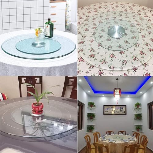 Dining Table Top Serving Plate, Round Glass Turntable Lazy Susan with Silent Bearings, 360° Smooth Rotating Serving Plate, for Kitchen Rotating Serving Plate ( Color : Clear , Size : 80cm (31.5inch) )