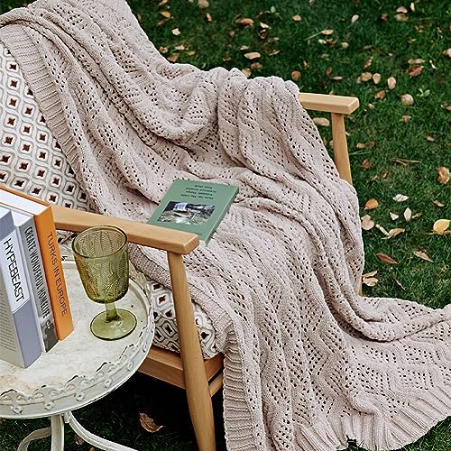 Naiveferry Knitted Throw Blanket with Tassel Brown, Super Soft Cozy Lightweight Fluffy Blanket Warm Woven Decorative Blankets for Women Men Bed Sofa Chair Couch Cover