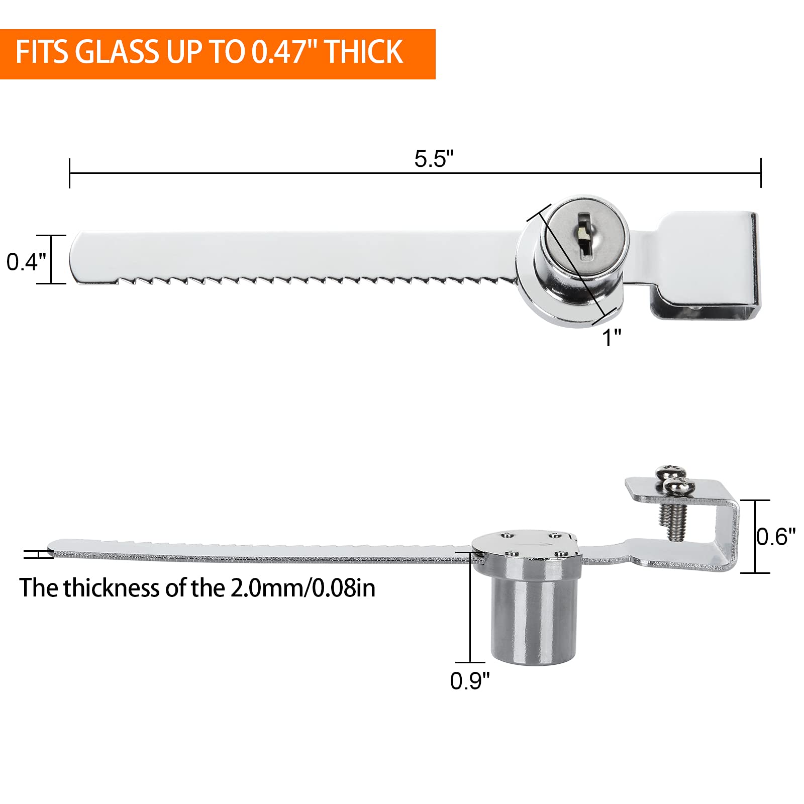 EOEXN 16 Pack Sliding Glass Door Ratchet Lock with Alike Keys, Drawer Display Case Cabinet Showcase Lock Security Glass Case Lock (Keyed Alike)