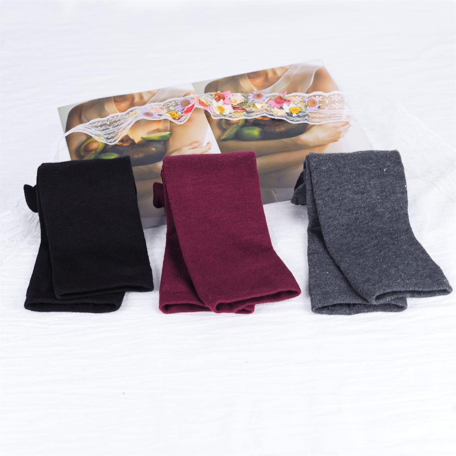 Intgoodluckycc Thigh High Socks, Long Knee High Socks for Women, Cute Womens Over The Knee Socks Stockings (3 Pairs, Mixed Colors 4)