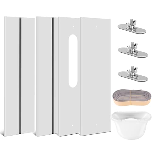 Humhold Portable Air Conditioner Window Vent Kit,4 Packs PVC Seal Panel, Max Adjustable Length 65 Inch, 5.9" Diameter Coupler, Universal Portable AC Duct Kit for Sliding Vertical & Horizontal Window
