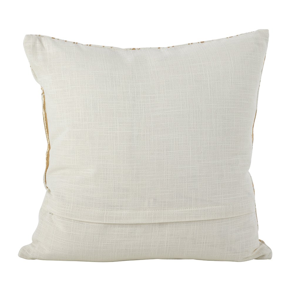Fennco Styles Distressed Metallic Foil Design Cotton Throw Pillow Cover 20 x 20 Inch - Gold Throw Pillow Case for Couch, Living Room and Bedroom Décor