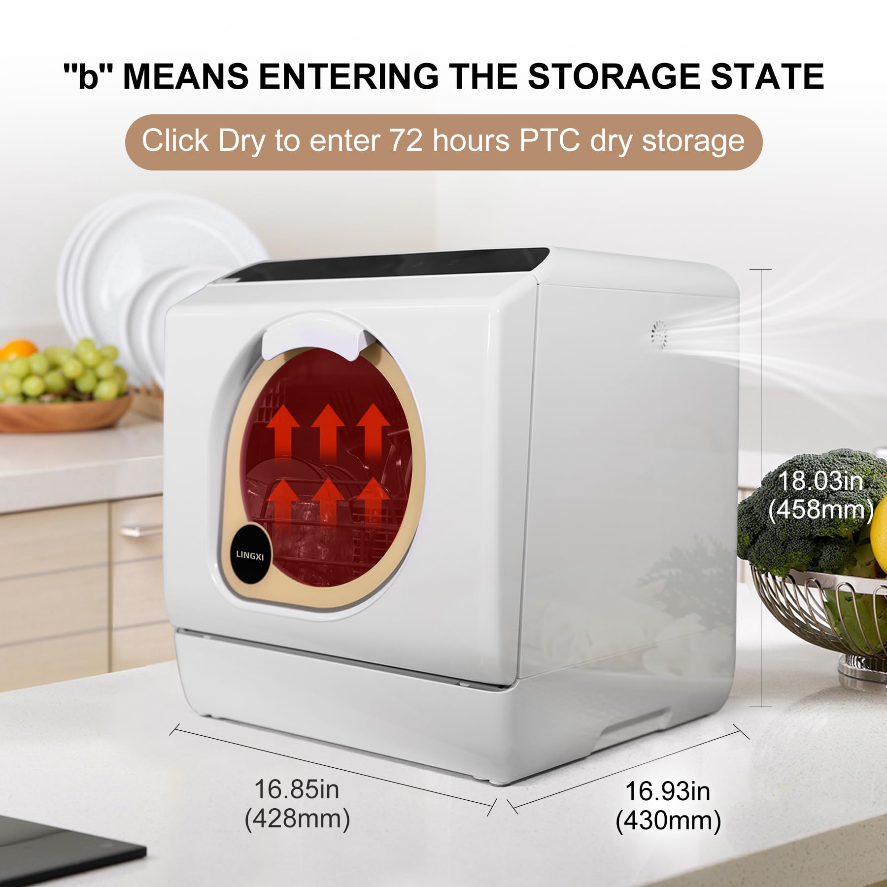 LINGXI Counter Top Dishwasher ,Countertop Dishwasher with Water Tank. Portable Dishwasher With Dryer,Baby Care,360° Spray, Dishwasher For Apartments,Rvs.
