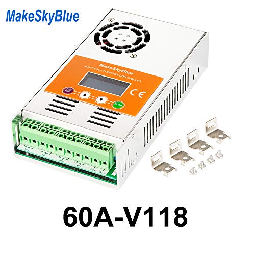 MakeSkyBlue MPPT Charge Controller 60 Amp Auto 12V/24V/36V/48V LCD Display Max 160V 2800W Solar Panel Input V118 Version