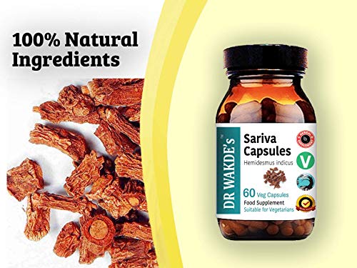 DR WAKDE'S Sariva Capsules (Anantomoola | Hemidesmus indicus) | 60 Veg Caps | Ayurvedic Supplement | Vegan | 100% Herbal | Quantity Discounts | Same Day Dispatch