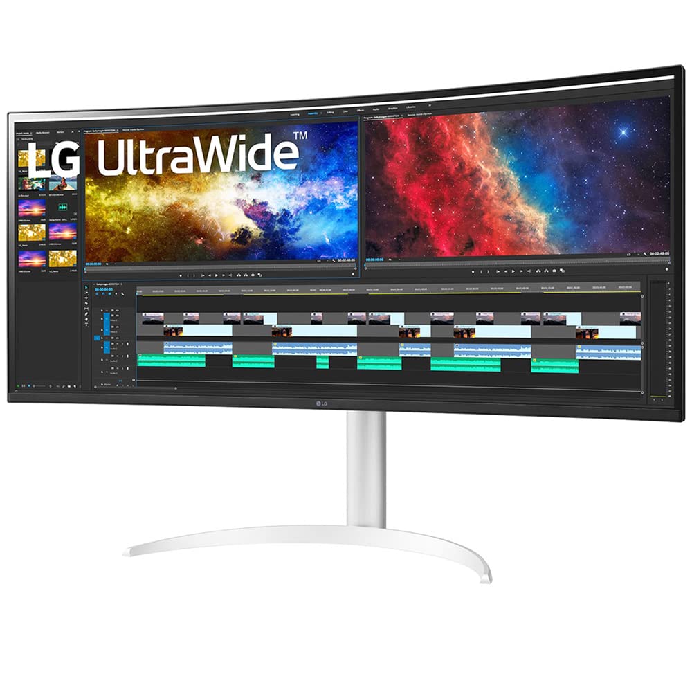 LG 38WP85C-W 38" Curved 21:9 UltraWide QHD 3840x1600 PC Monitor Bundle with 3 YR CPS Enhanced Protection Pack and Microsoft 365 Personal 15 Month Subscription