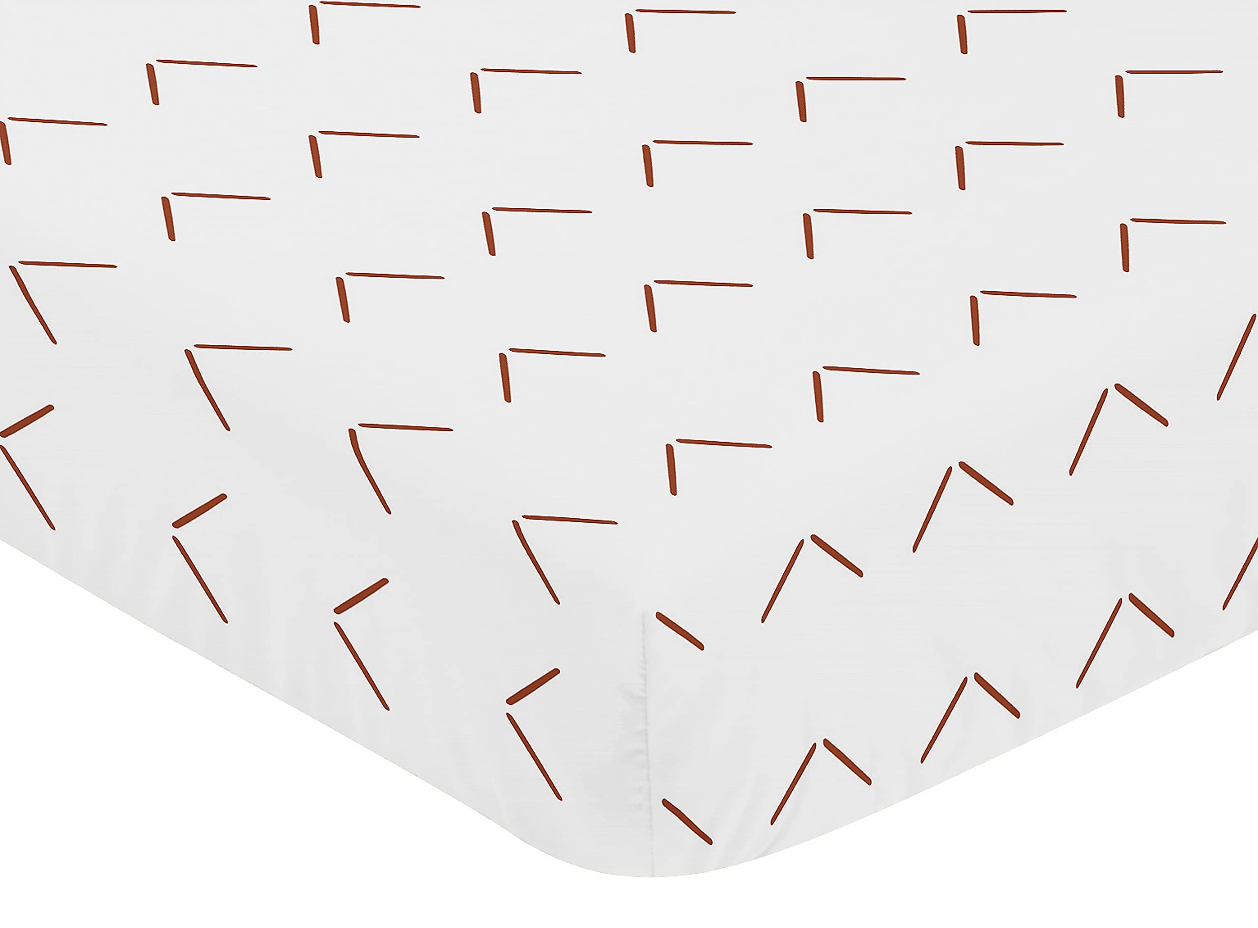 Sweet Jojo Designs Orange Arrow Boy or Girl Fitted Crib Sheet Baby or Toddler Bed Nursery - Rust and White Chevron Geometric Herringbone for Mod Dino Modern Dinosaur Boho Dinosaurs Gender Neutral