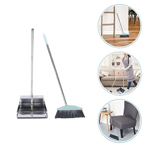 iplusmile 1 Set Garbage Shovel Sweeping Broom Dustpan Indoor Broom Dustpan Broom and Shovel Standing Dustpan Broom and Dustpan Kit Shop Broom Kitchen Broom Office Abs Bucket Stainless Steel