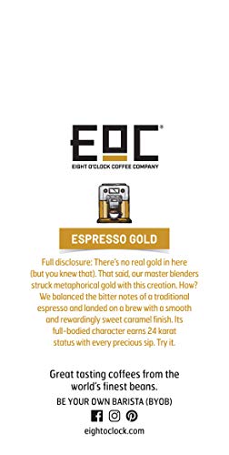 Eight O'Clock Coffee Barista Blends Espresso Gold, 11 Ounce, Ground Medium Dark Roast Coffee, Silky & Chocolatey