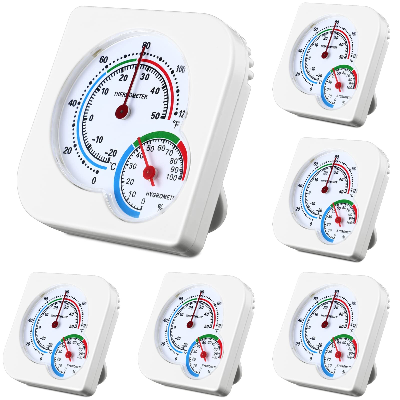 Kathfly 6 Pcs Indoor Thermometer and Humidity Gauge Indoor Mini Thermometer Hygrometer Temperature Humidity Meter Temperature and Humidity Monitor with Pointers for Home, Kitchen, Planting Room