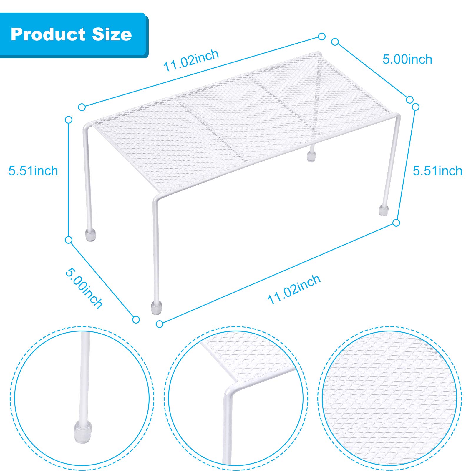 JBESUHI Mesh Kitchen Shelves,Cabinet Storage Shelf Rack, Cabinet Organization Mini Storage Shelf (White, 6)