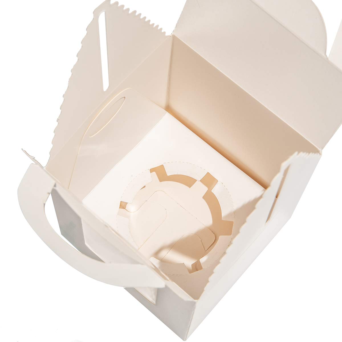 ihomecooker 25 Pcs Single White Cupcakes Containers Gift Boxes with Window Inserts Handle for Wedding Candy Boxes