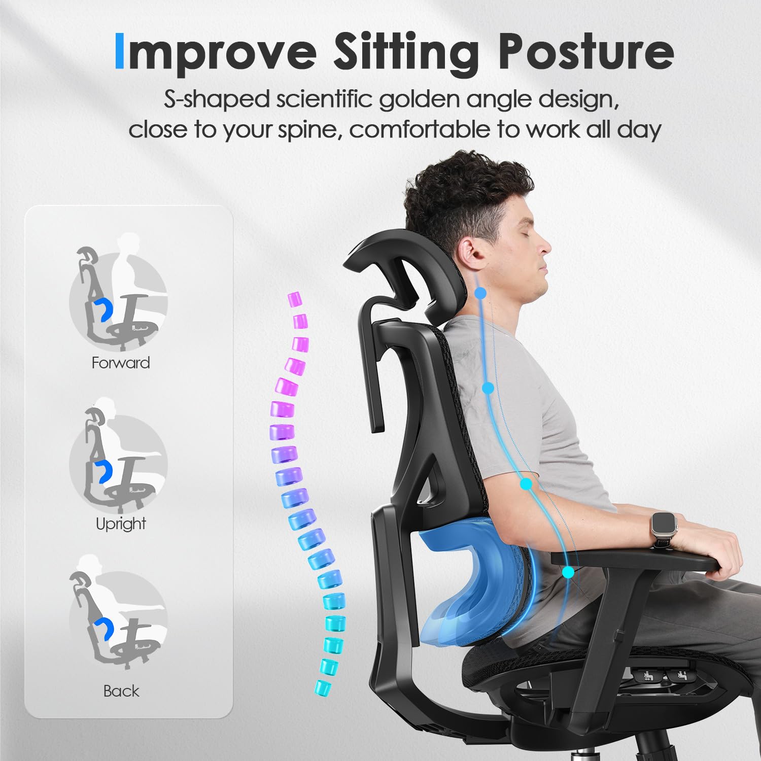 Ergonomic Office Chair Mesh - Home Office Desk Chair with Lumbar Support - Computer Chair Back Height Adjustable(Ergo Upgrade 518 Black