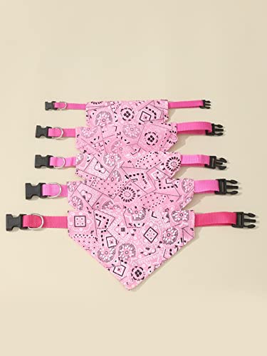 Milumia Pet Floral Print Dog Bandana Adjustable Buckle Dogs Scarf Pet Accessories Pink Medium