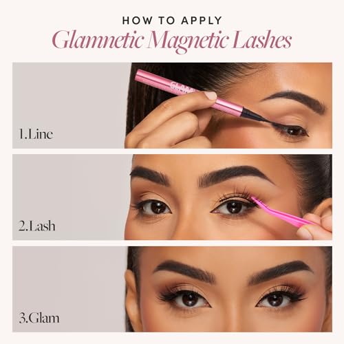 Glamnetic Magnetic Half Lashes - Princess | Natural Looking Half Lash Set, Short Cat Eye Flared, 6-Magnet Band, Reusable Eyelashes Small Eyes, Up to 60 Wears - 1 Pair
